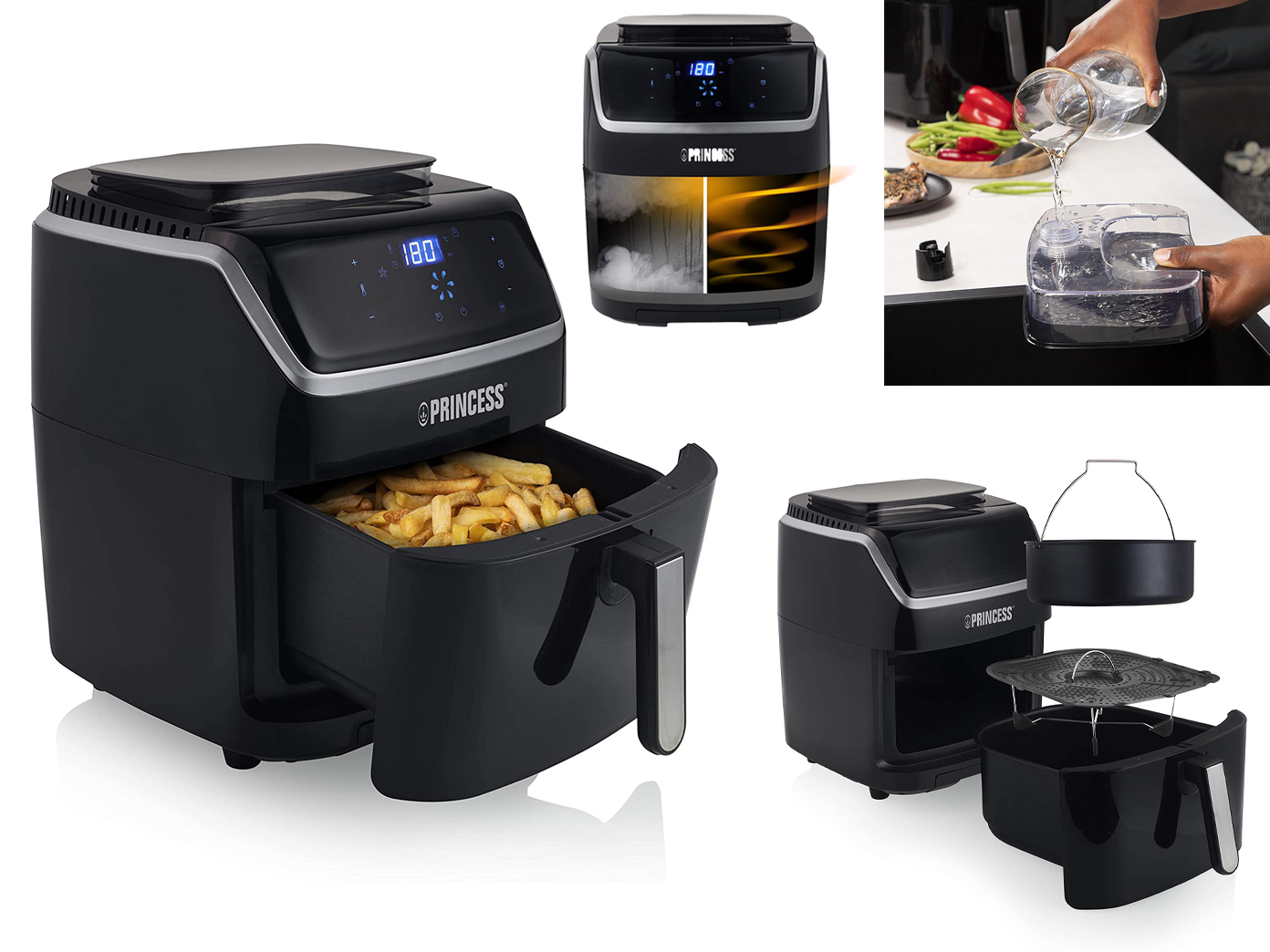 Friggitrice ad aria calda in acciaio inox senza olio friggitrice a vapore con pochi grassi friggere 4,5 L